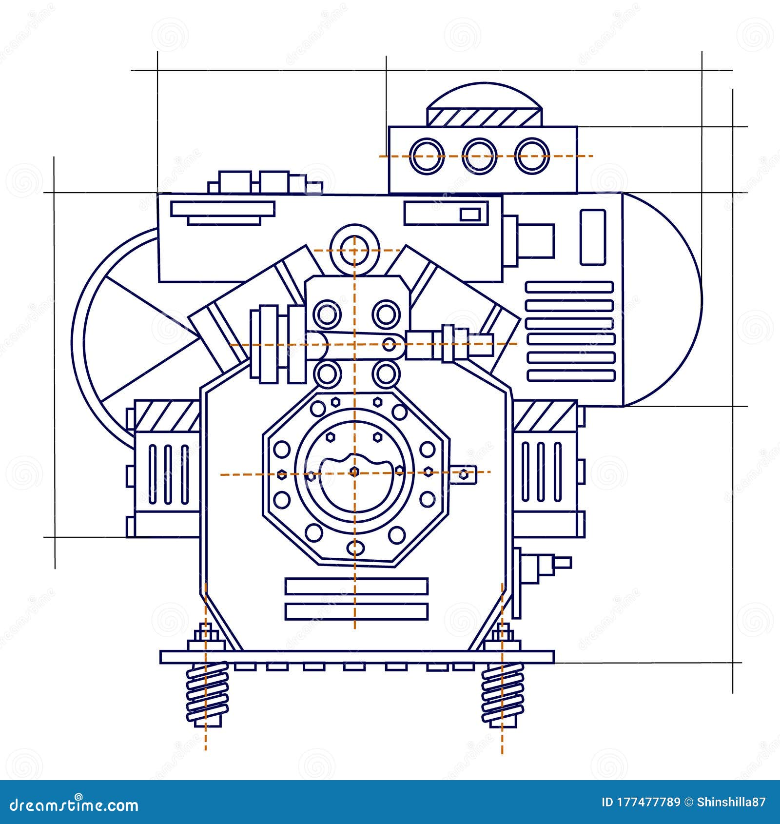 Refrigerator Unit With Compressor And Condenser During Repair. Cartoon ...
