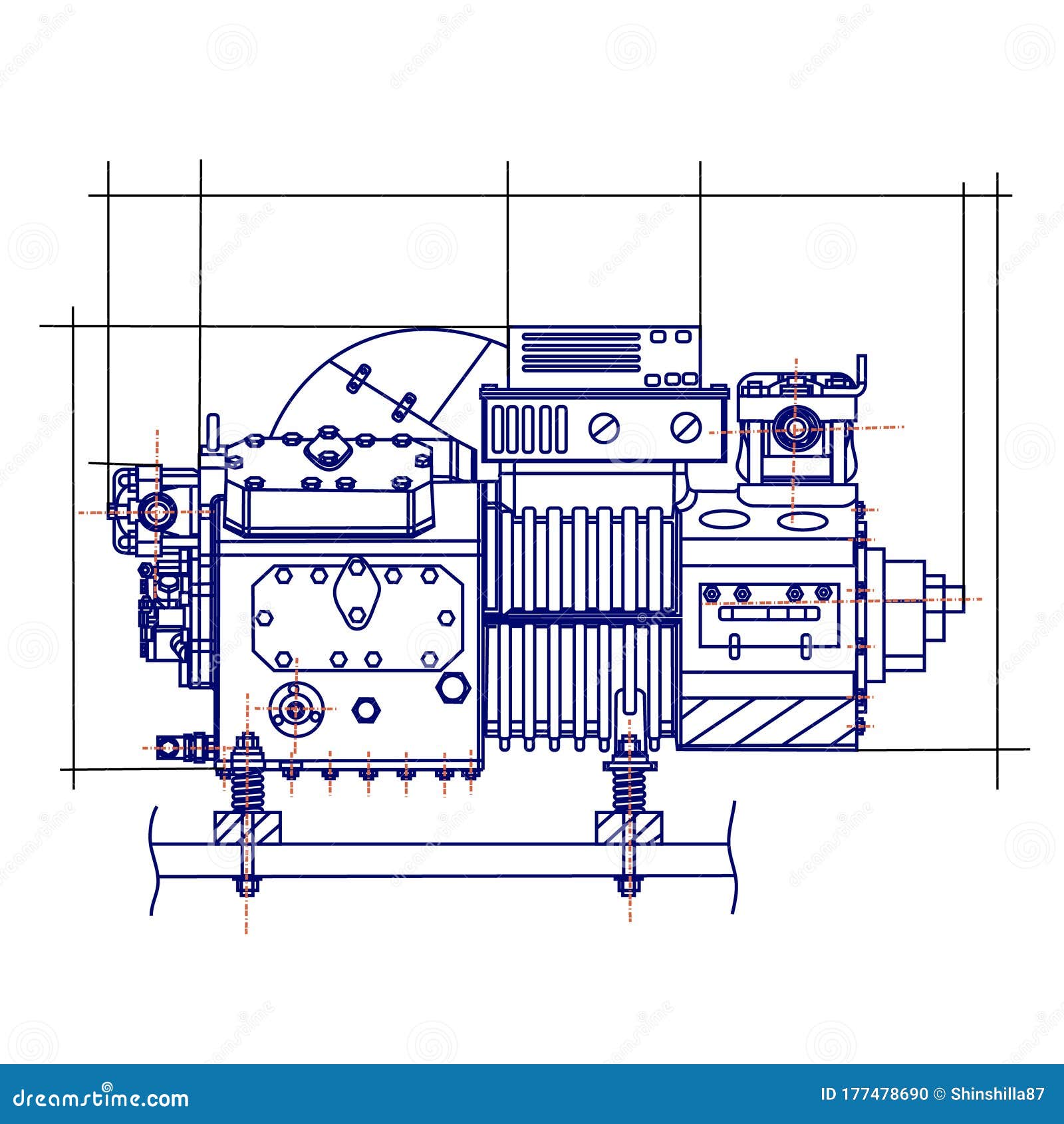 Free Drawing of the Refrigerator Unit. Chiller Unit. Stock Vector ...