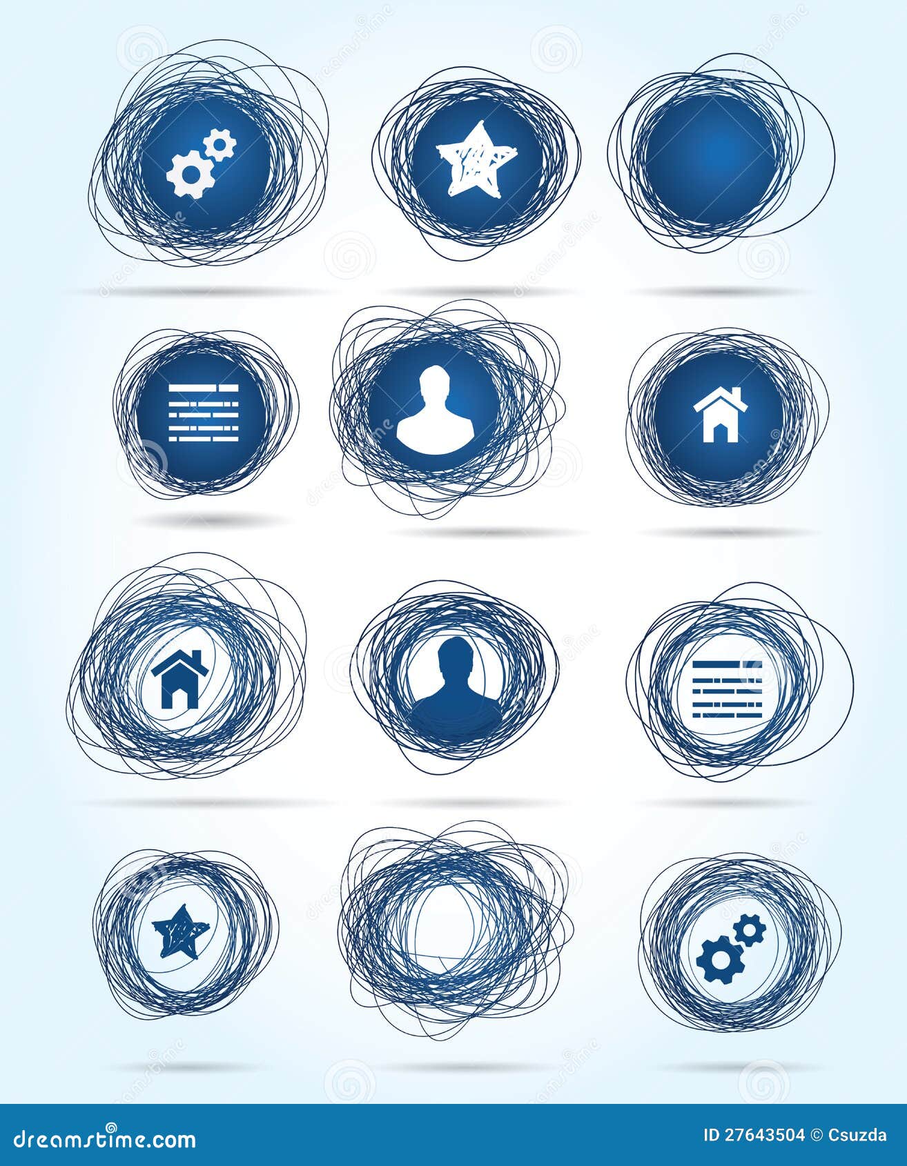 Free-drawn Circular Business Icons in Blue Stock Vector - Illustration ...