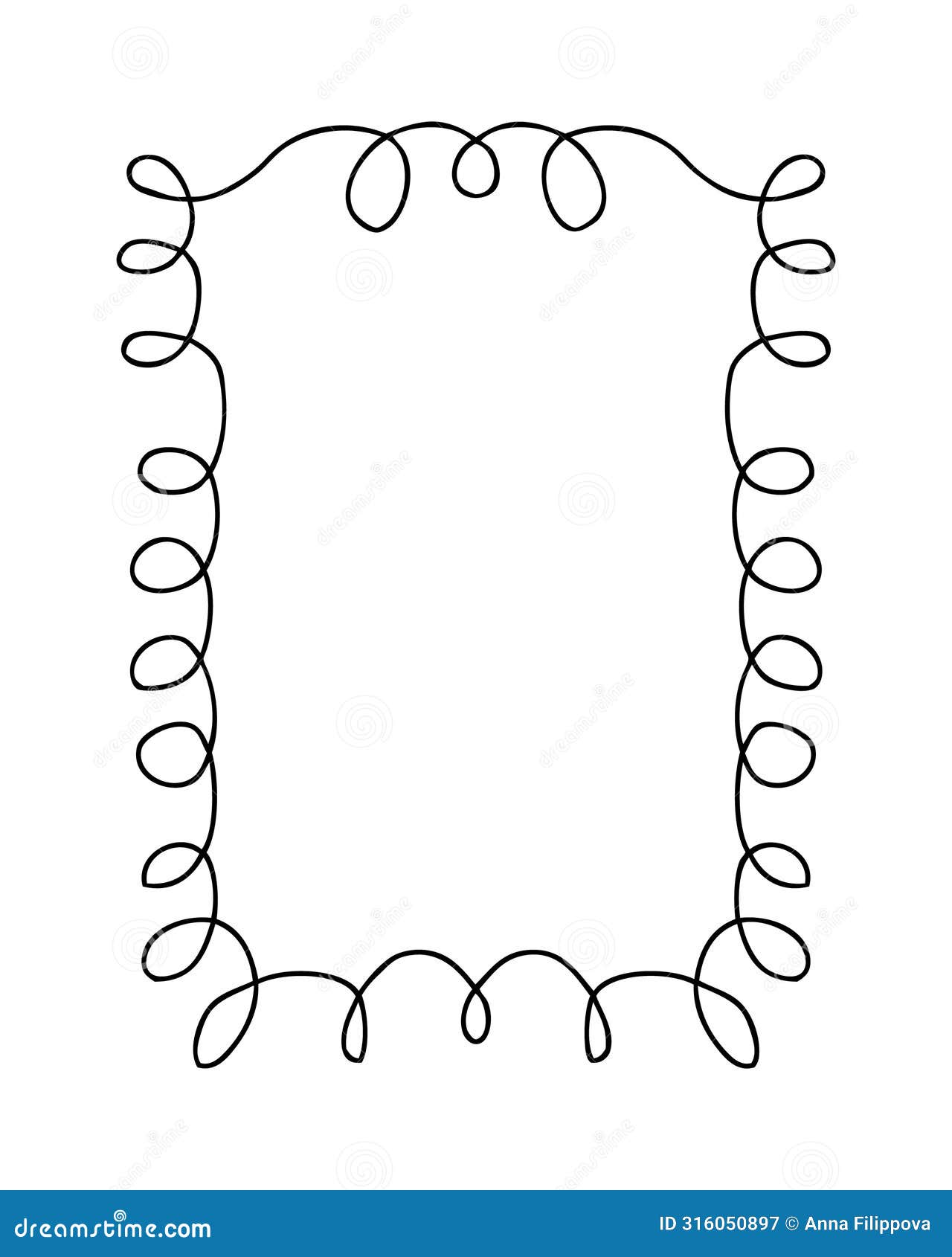 Free Drawn Rectangular Vertical Empty Frame. Isolated Vector ...