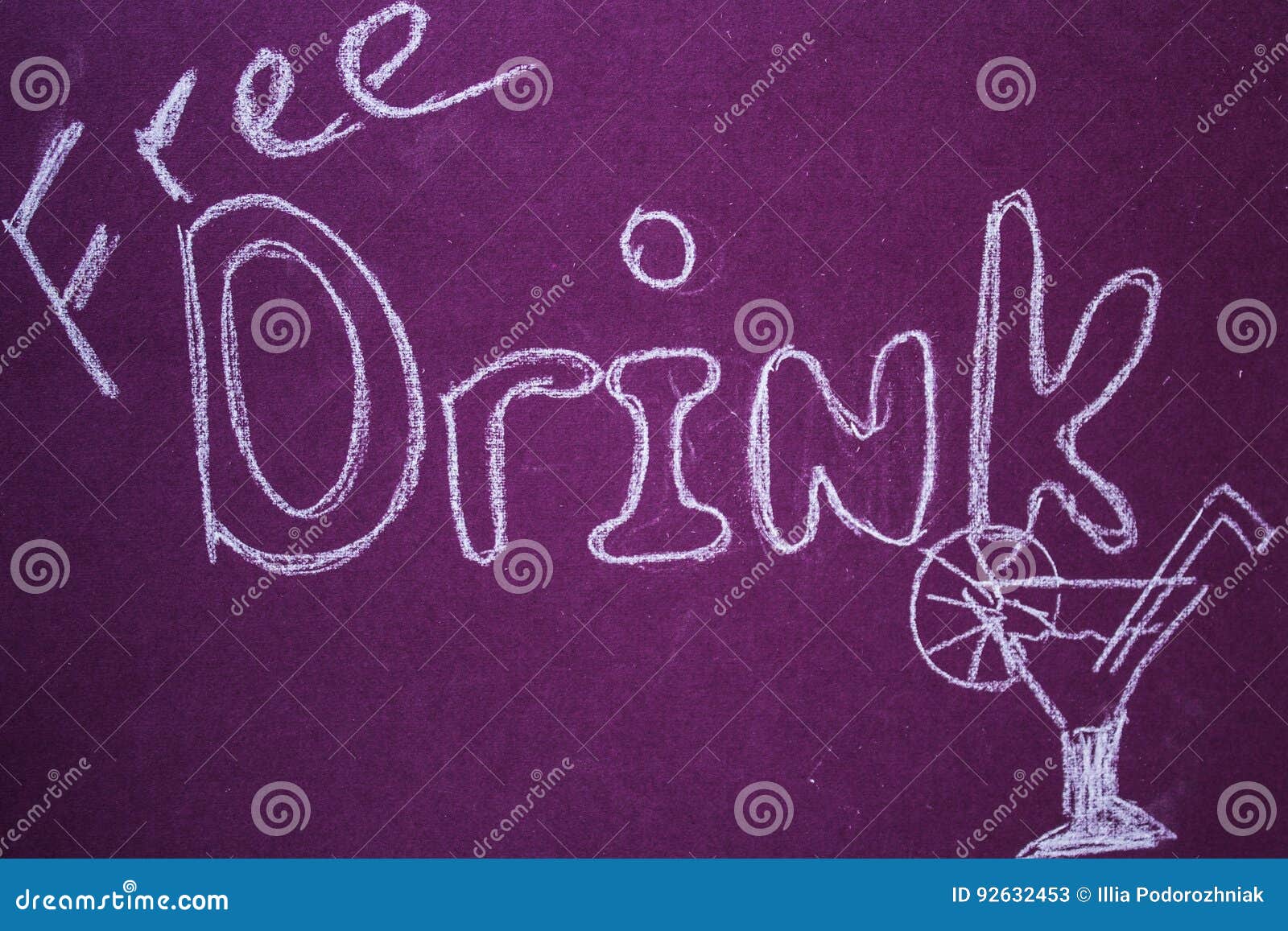 Free Drink Sign on Violet Chalkboard Stock Illustration - Illustration ...