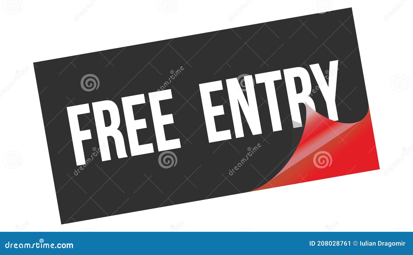 FREE ENTRY Text on Black Red Sticker Stamp Stock Illustration ...