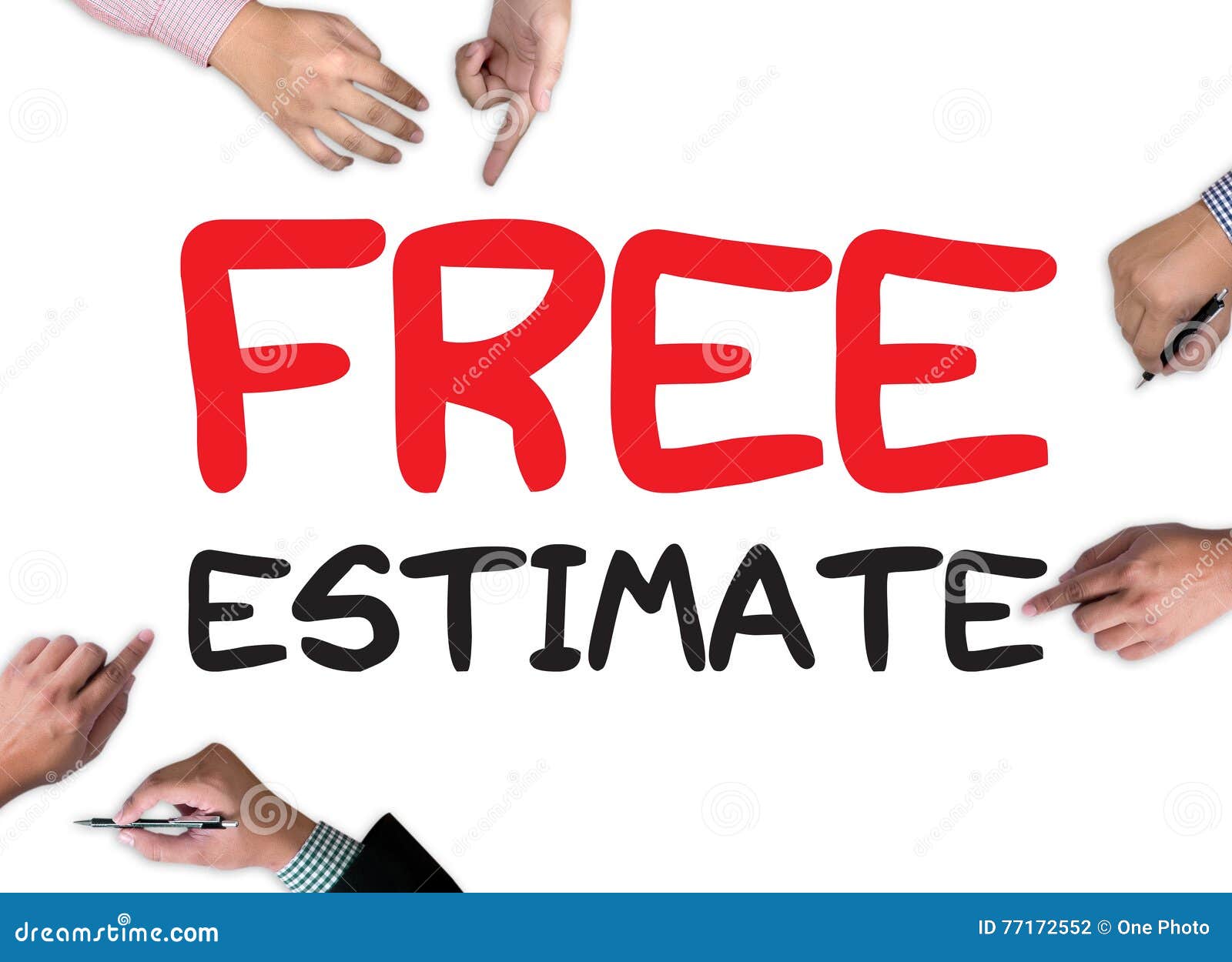 FREE ESTIMATE stock photo. Image of card, design, decor - 77172552