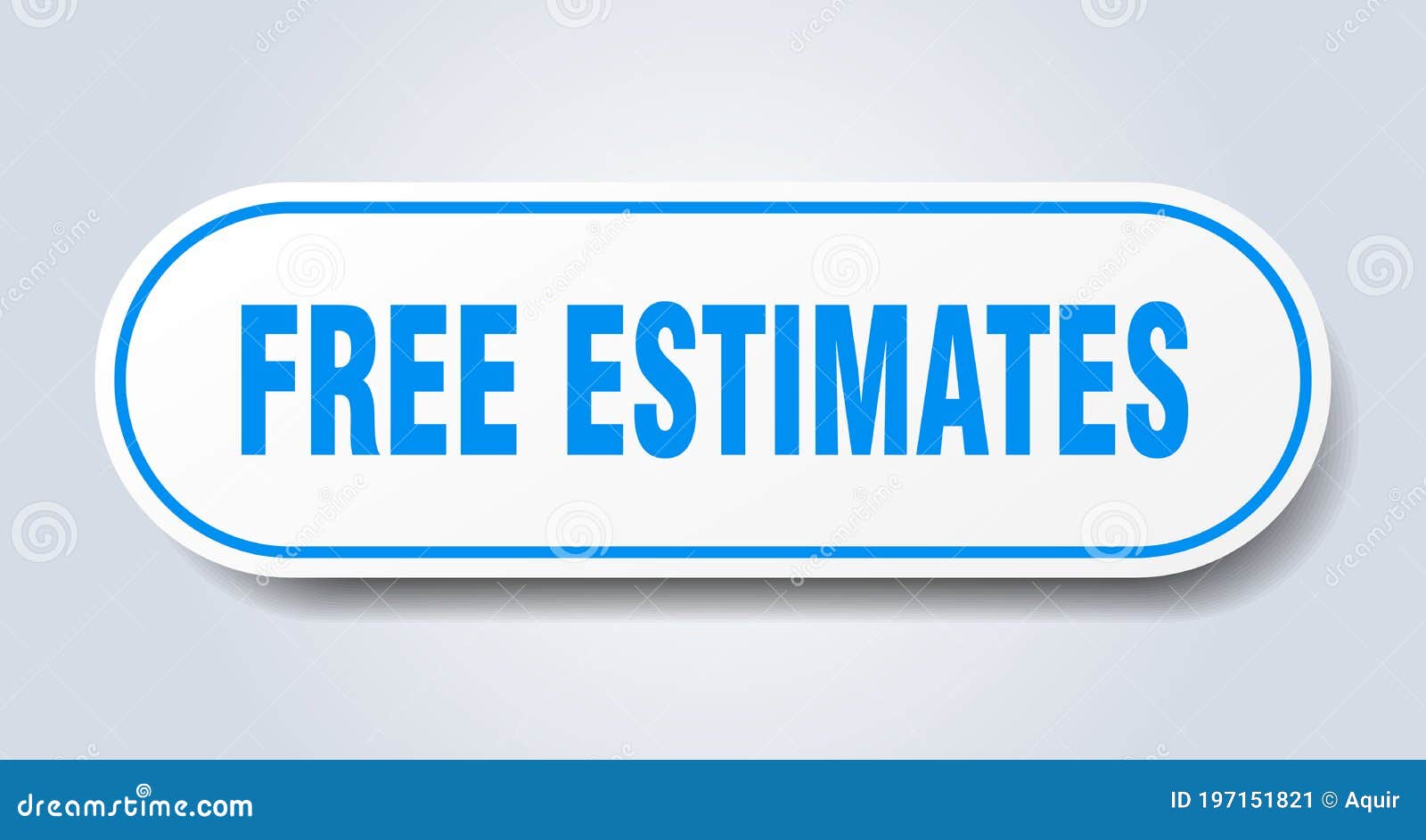 Free Estimates Sign. Rounded Isolated Button. White Sticker Stock ...