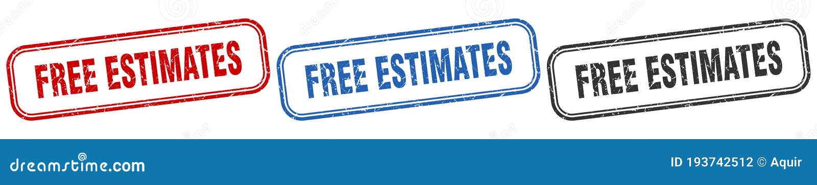 Free Estimates Square Isolated Sign Set. Free Estimates Stamp Stock ...