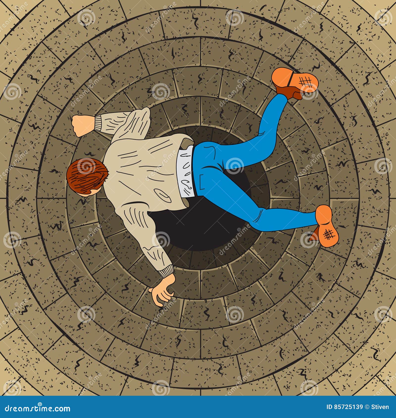 Free Fall Of Happy Man. Person Flying Down With Thumb Up During ...