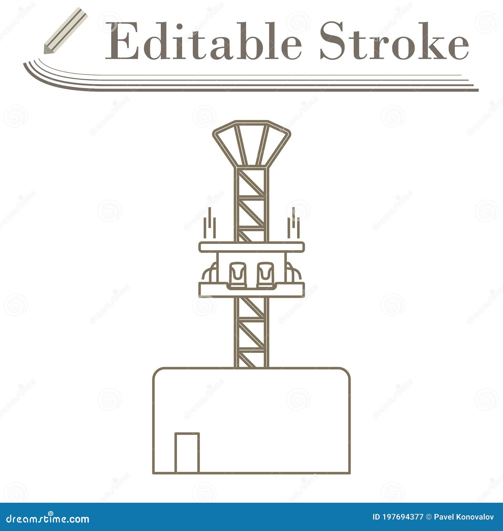 Thrill From A Free Fall From This Tower. Color Book Black Lines On A ...