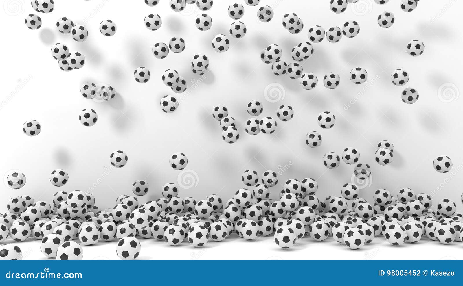 Free Falling Soccer Balls. 3d Illustration. Stock Illustration ...