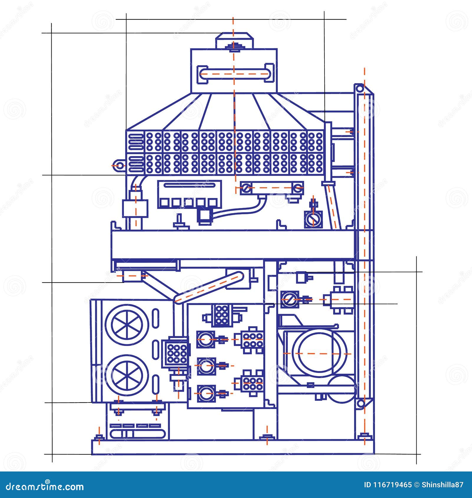 Free Fantasy Drawing of a Refrigerating Machine. Stock Vector ...