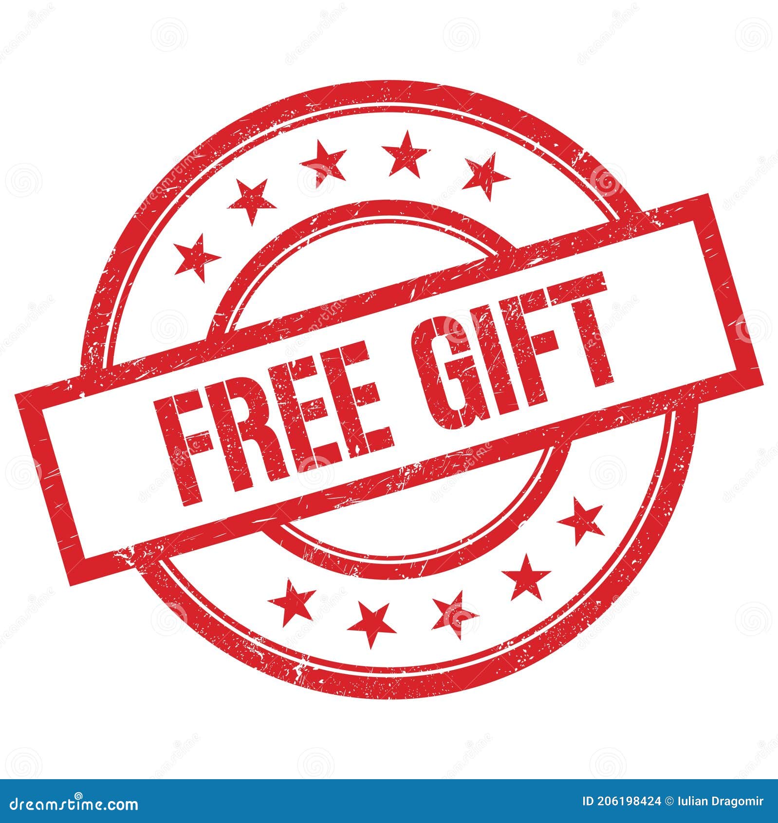 FREE GIFT Text Written on Red Vintage Round Stamp Stock Illustration ...