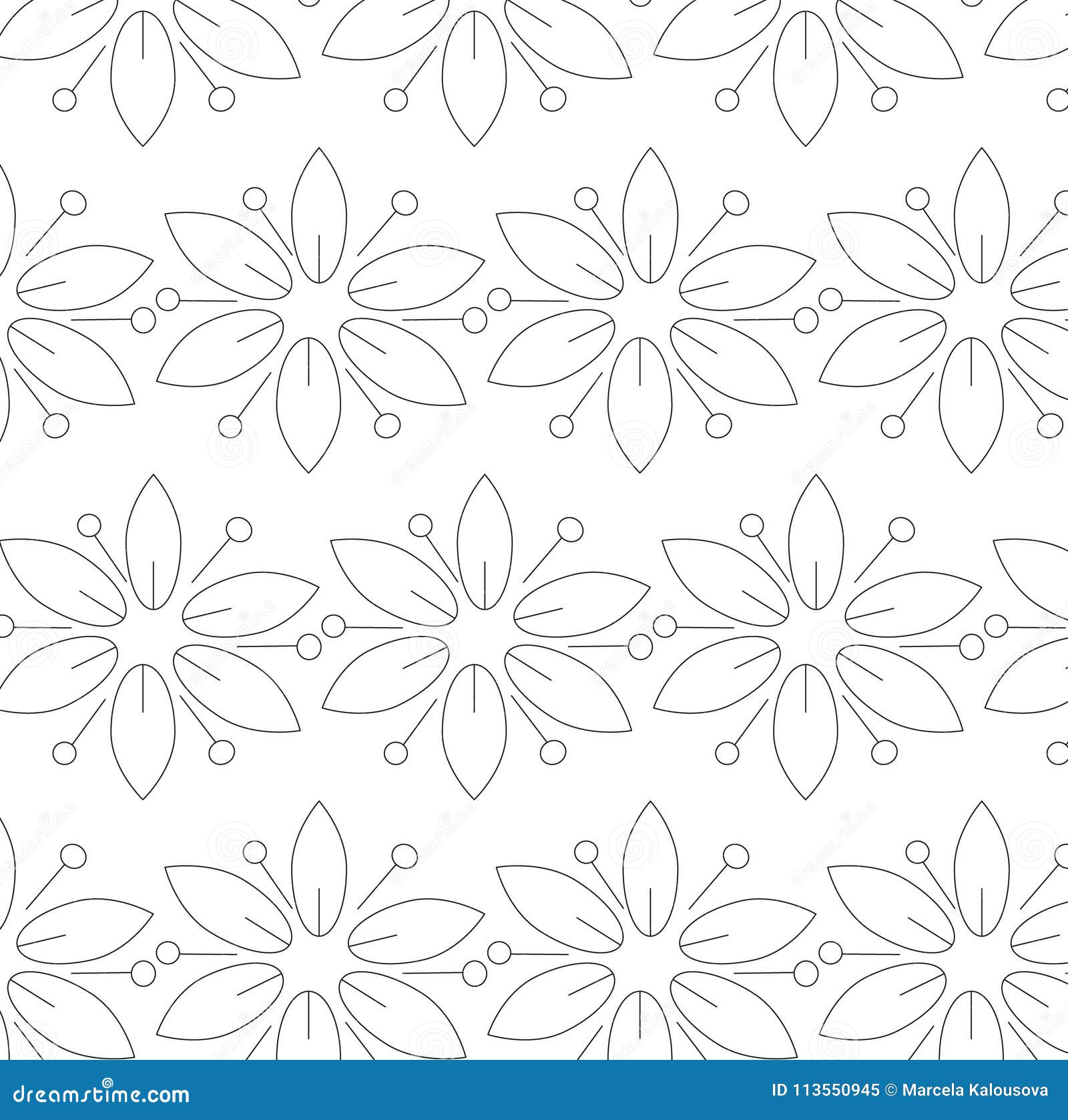 Free Hand Bold Floral Print Vector Black and White Stock Vector ...