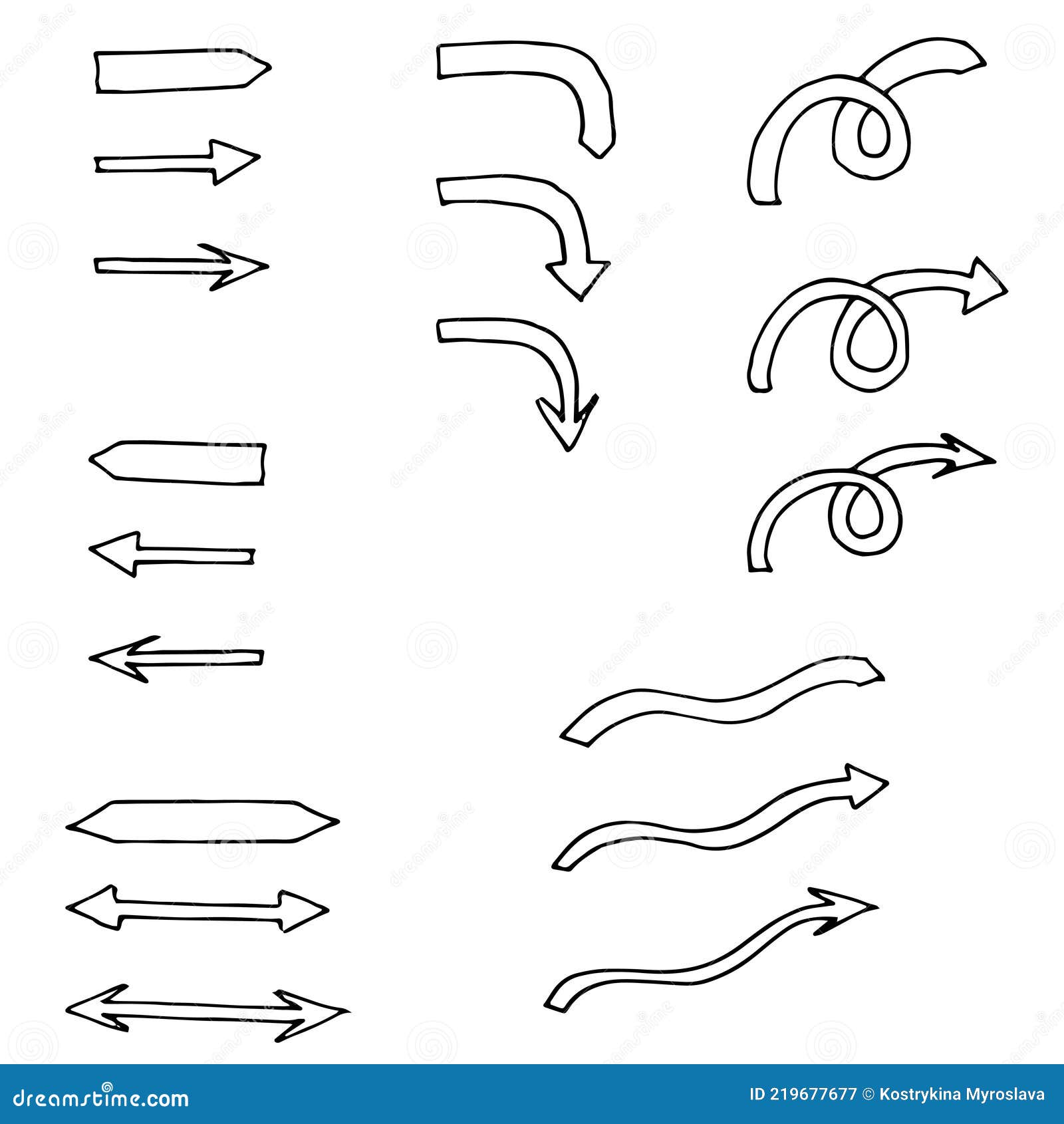 Free Hand Drawing of Different Arrows Set on White Background. Simple ...