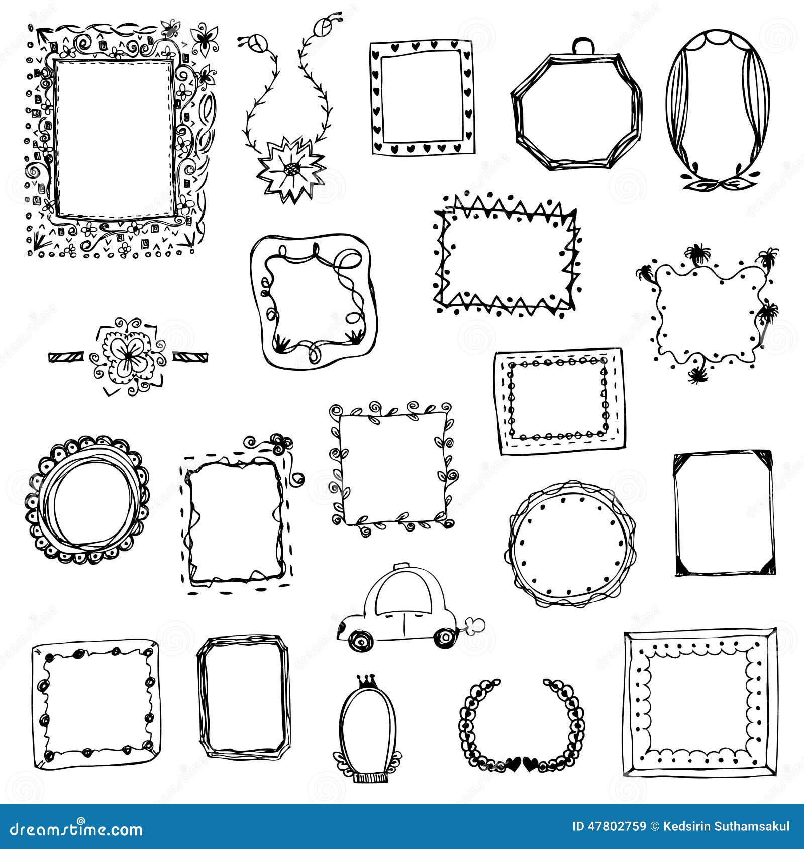 Free Hand Drawing of Picture Frame Vector Illustration on White ...