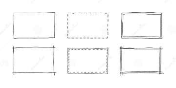 Free Hand Drawn Rectangle Frames Set. Doodle Rectangular Shape ...