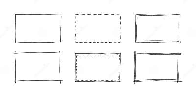 Free Hand Drawn Rectangle Frames Set. Doodle Rectangular Shape. Scribble Pencil Square Text Box ...