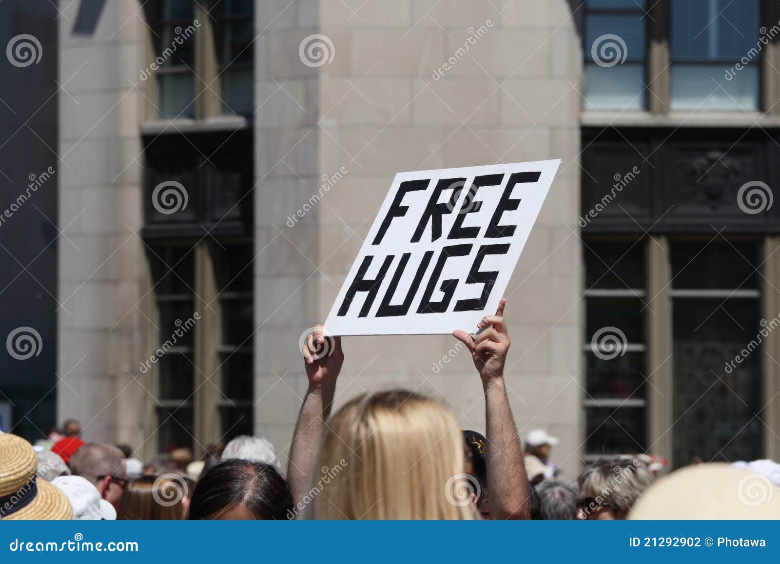 Free Hugs Sign Being Held Up Editorial Photography - Image of capital ...