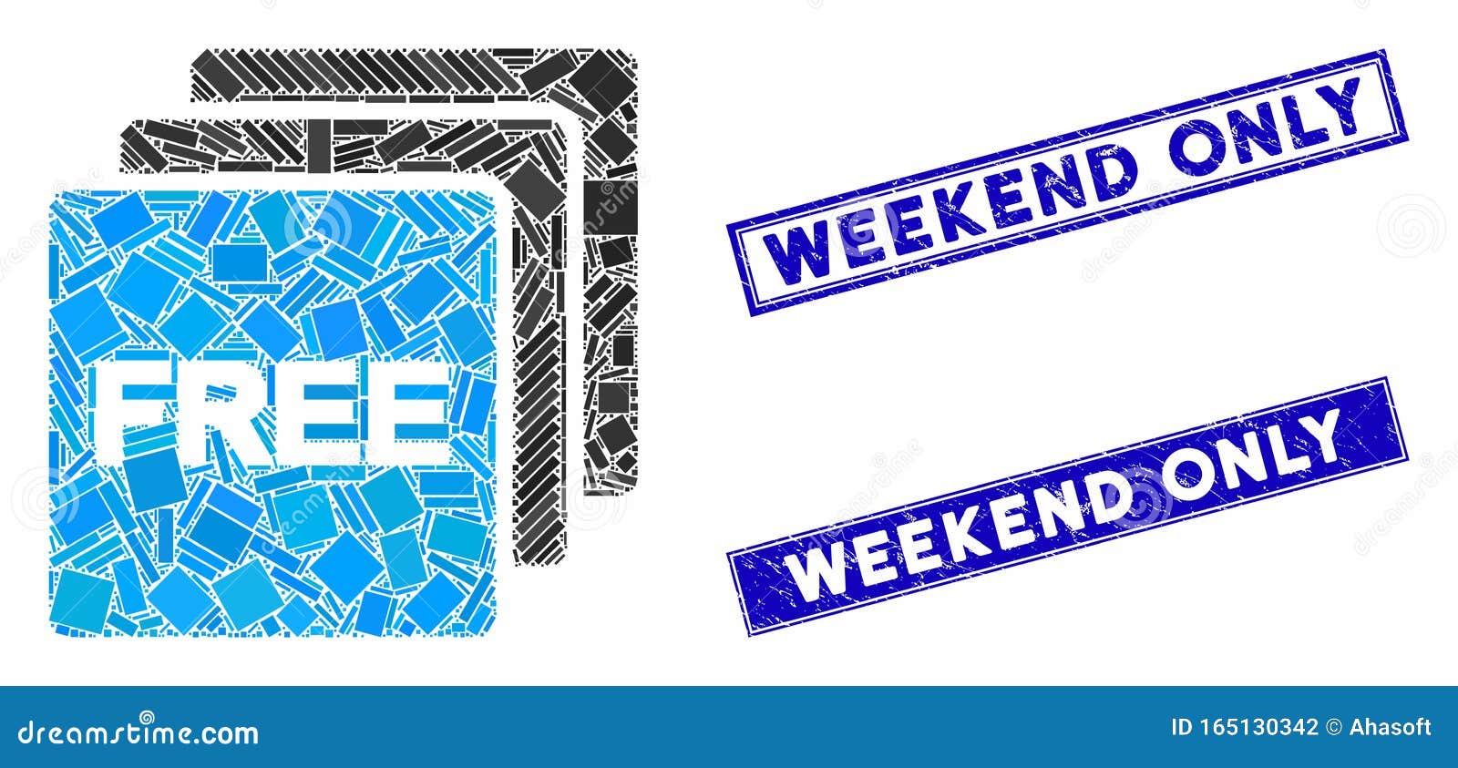 Free Items Mosaic and Grunge Rectangle Weekend only Seals Stock Vector ...