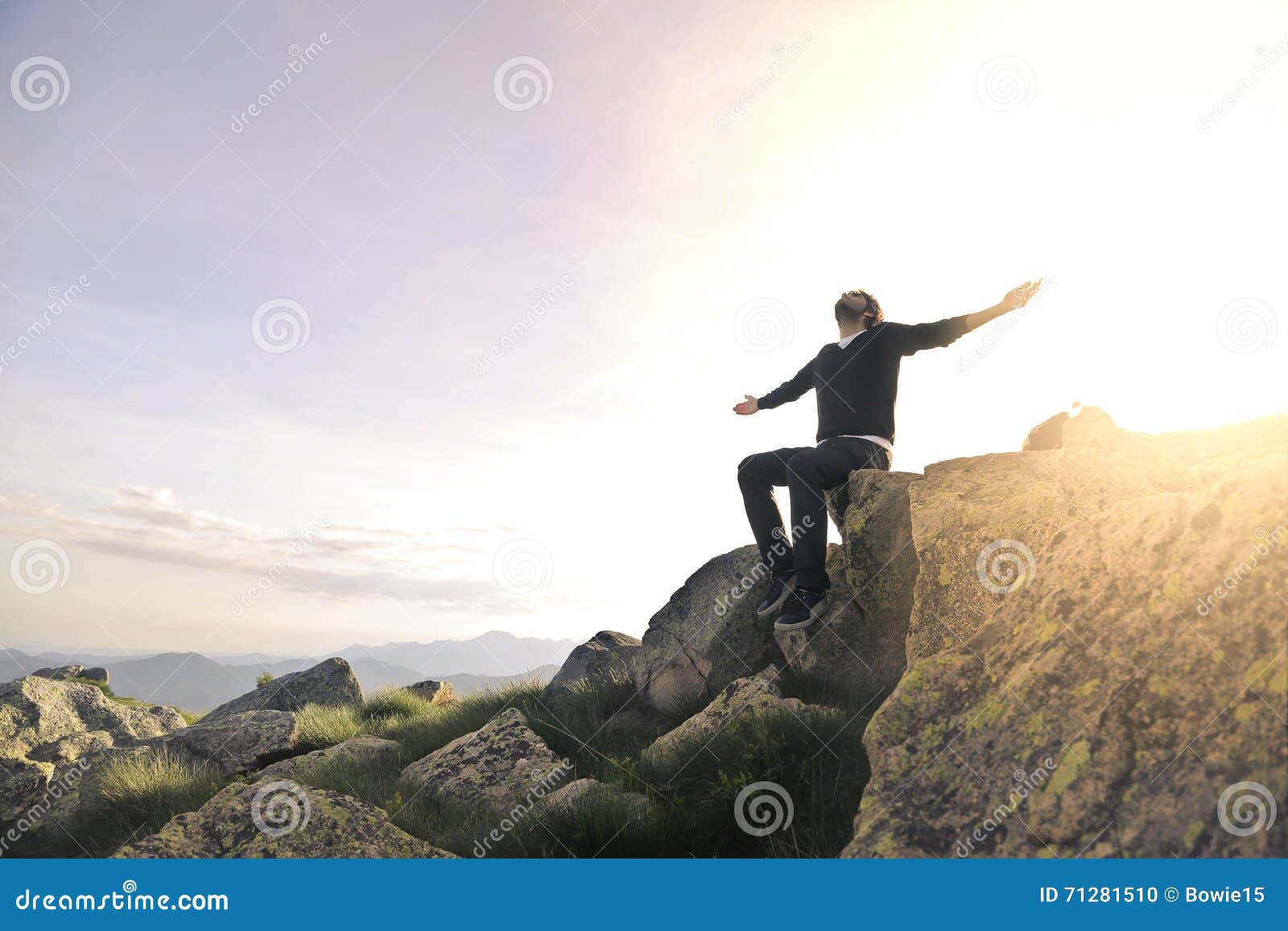 Free man stock photo. Image of grass, mountain, landscape - 71281510