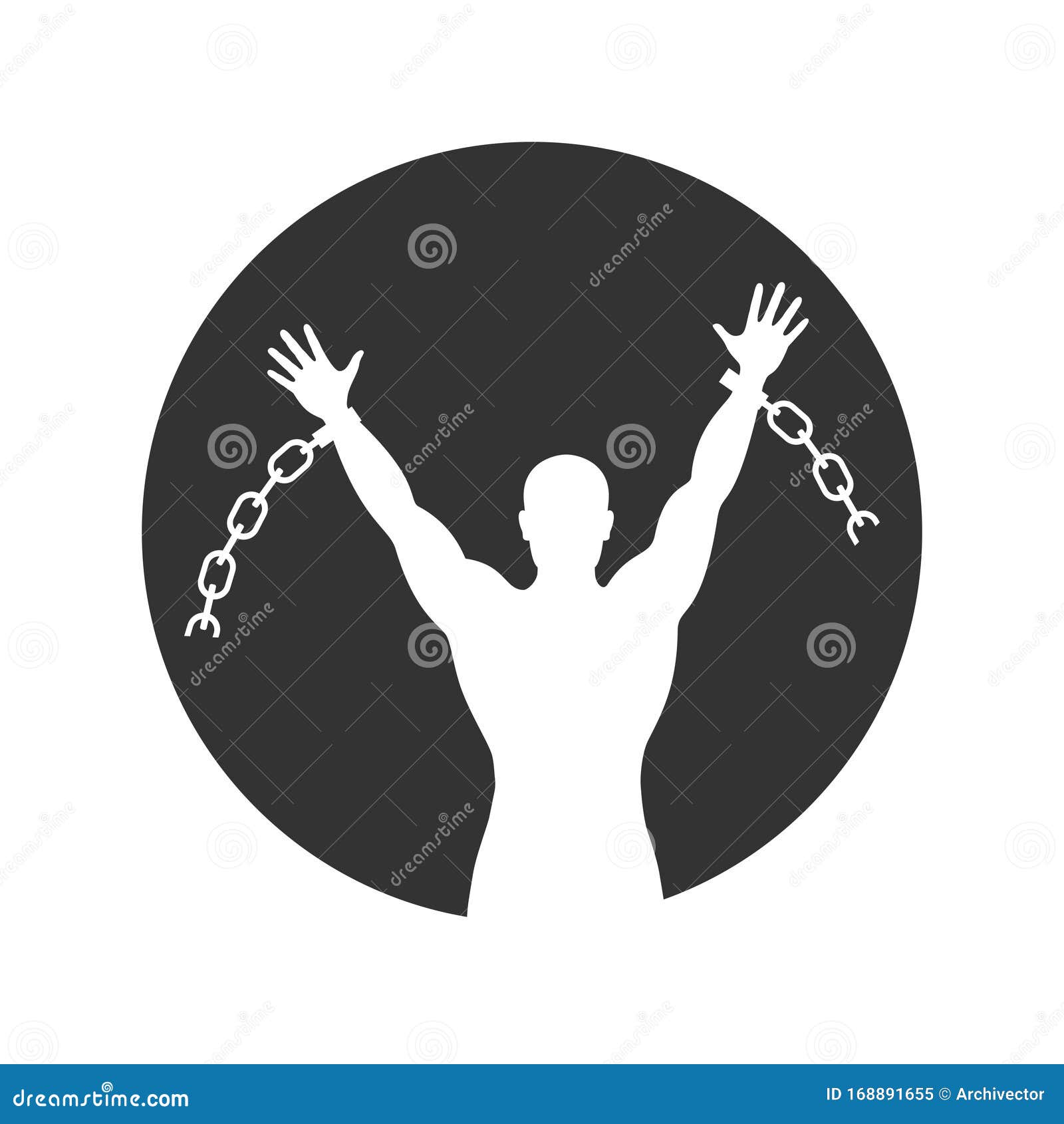 Silhouette Liberated Man Which Broken Chain Vector Illustration ... Silhouette Liberated Man Which Broken Chain Vector Illustration ...