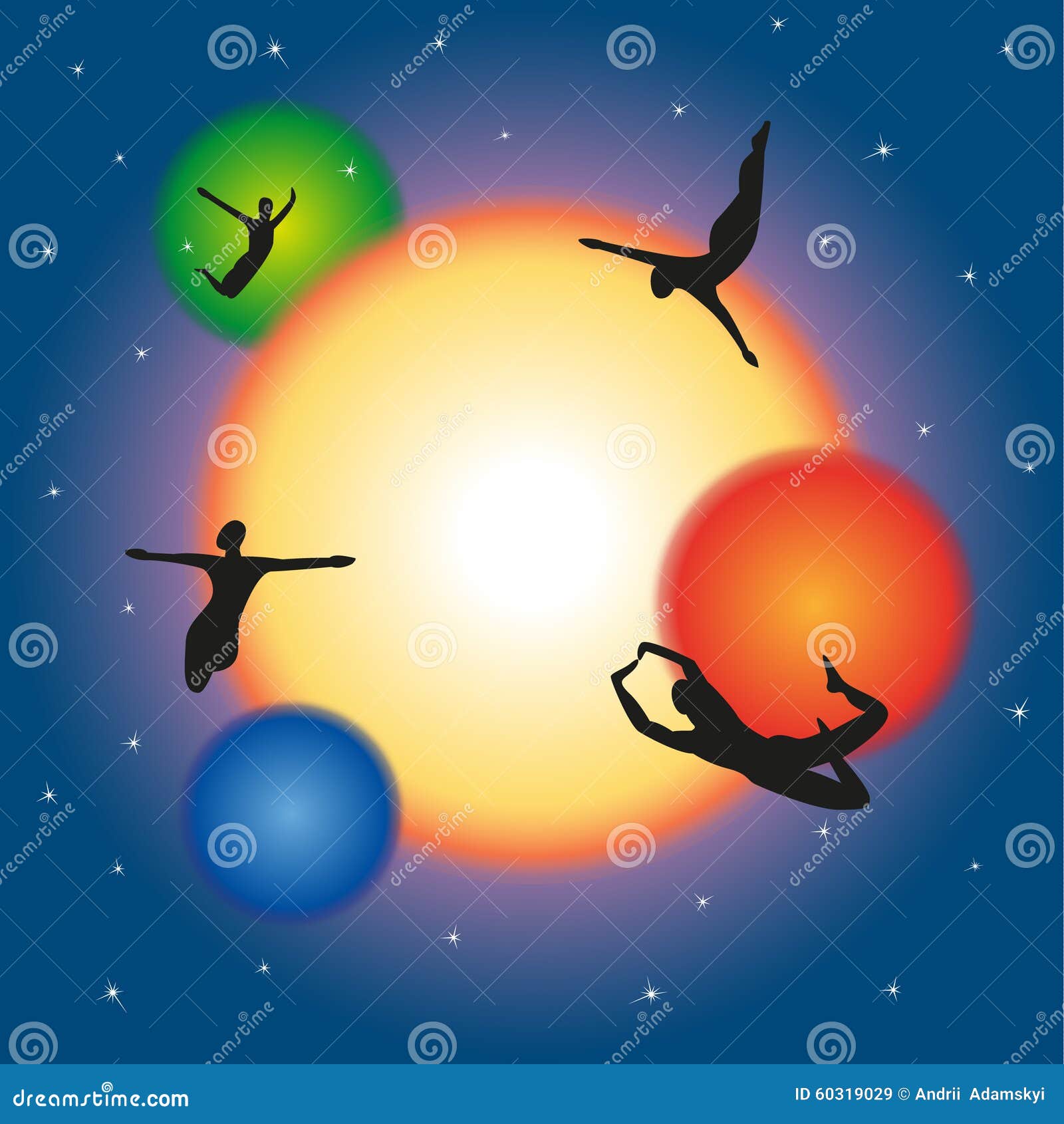 Free Movement and Levitating in Space. Stock Vector - Illustration of ...