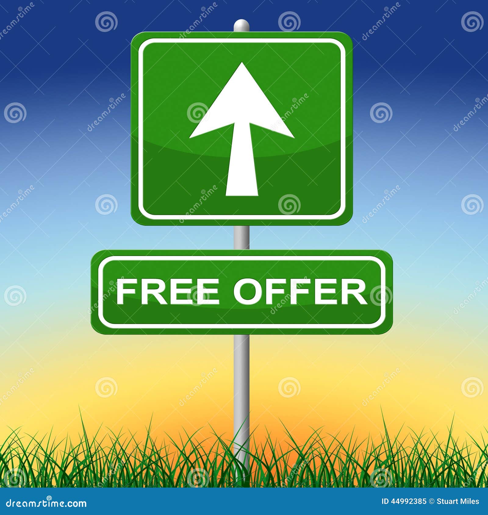 Free Offer Sign Shows with Our Compliments and Arrow Stock Illustration ...
