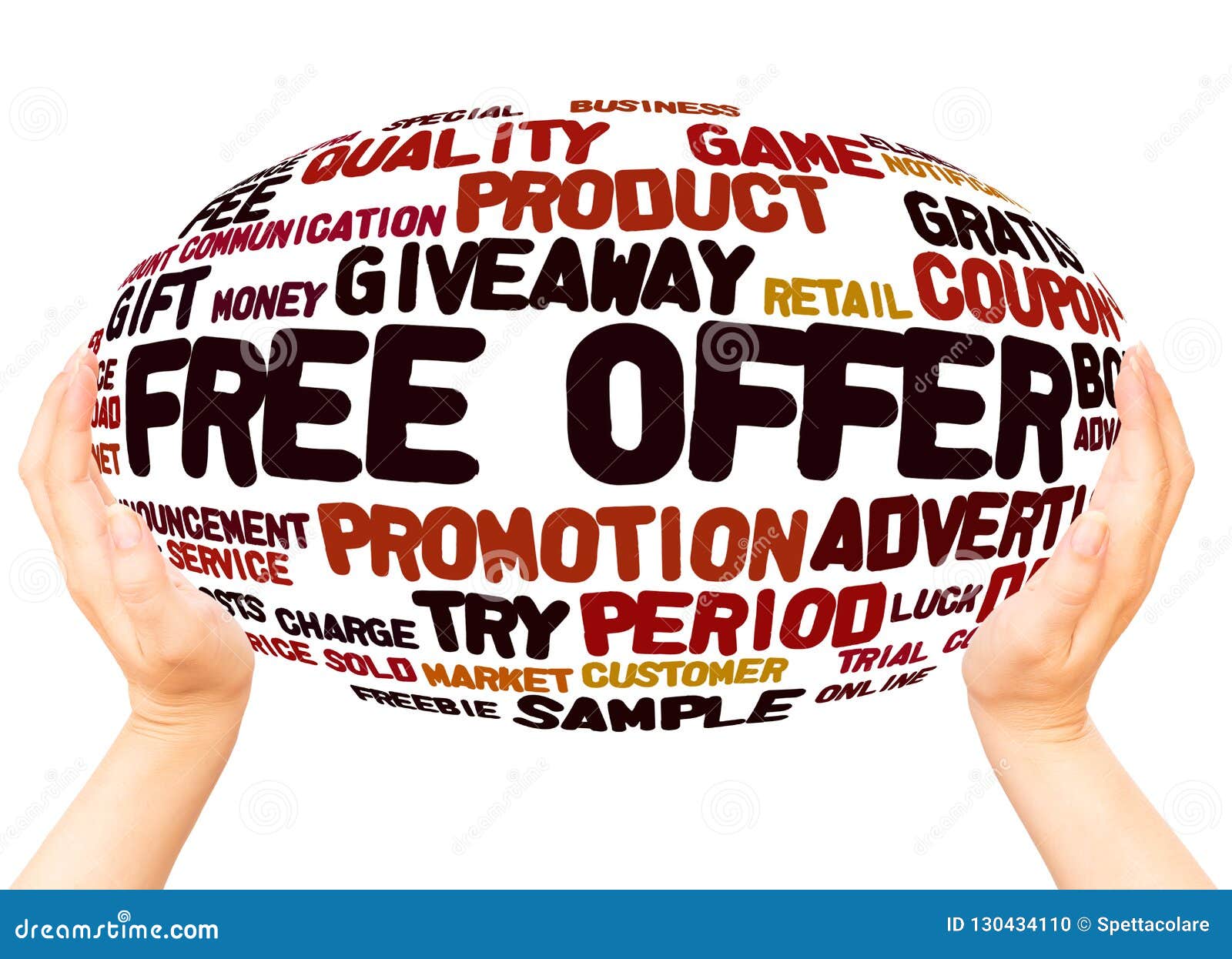 Free Offer Word Cloud Hand Sphere Concept Stock Illustration ...