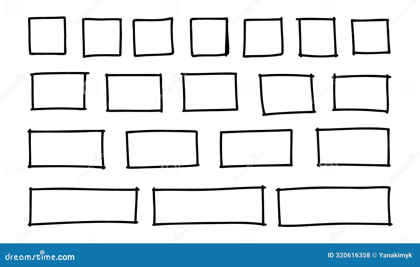 Free Outline Hand Drawn Vector Squares, Rectangles Different Sizes ...