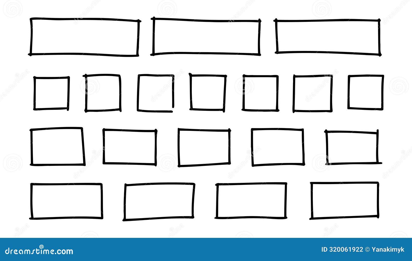 Free Outline Hand Drawn Vector Squares, Rectangles Different Sizes ...