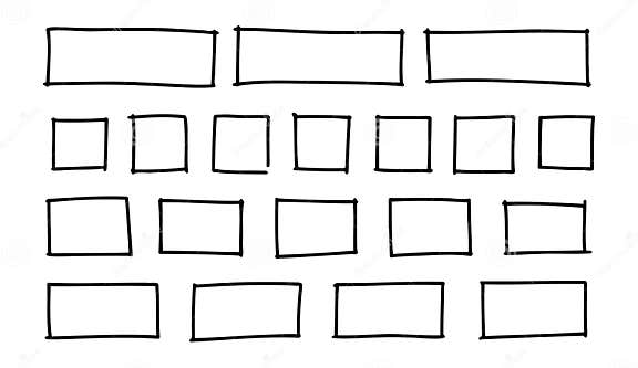 Free Outline Hand Drawn Vector Squares, Rectangles Different Sizes. Scribble Rectangular Frames ...