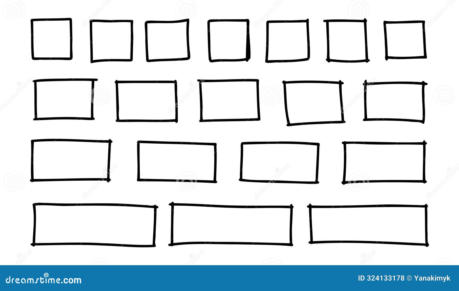 Free Outline Hand Drawn Vector Squares, Rectangles Different Sizes ...