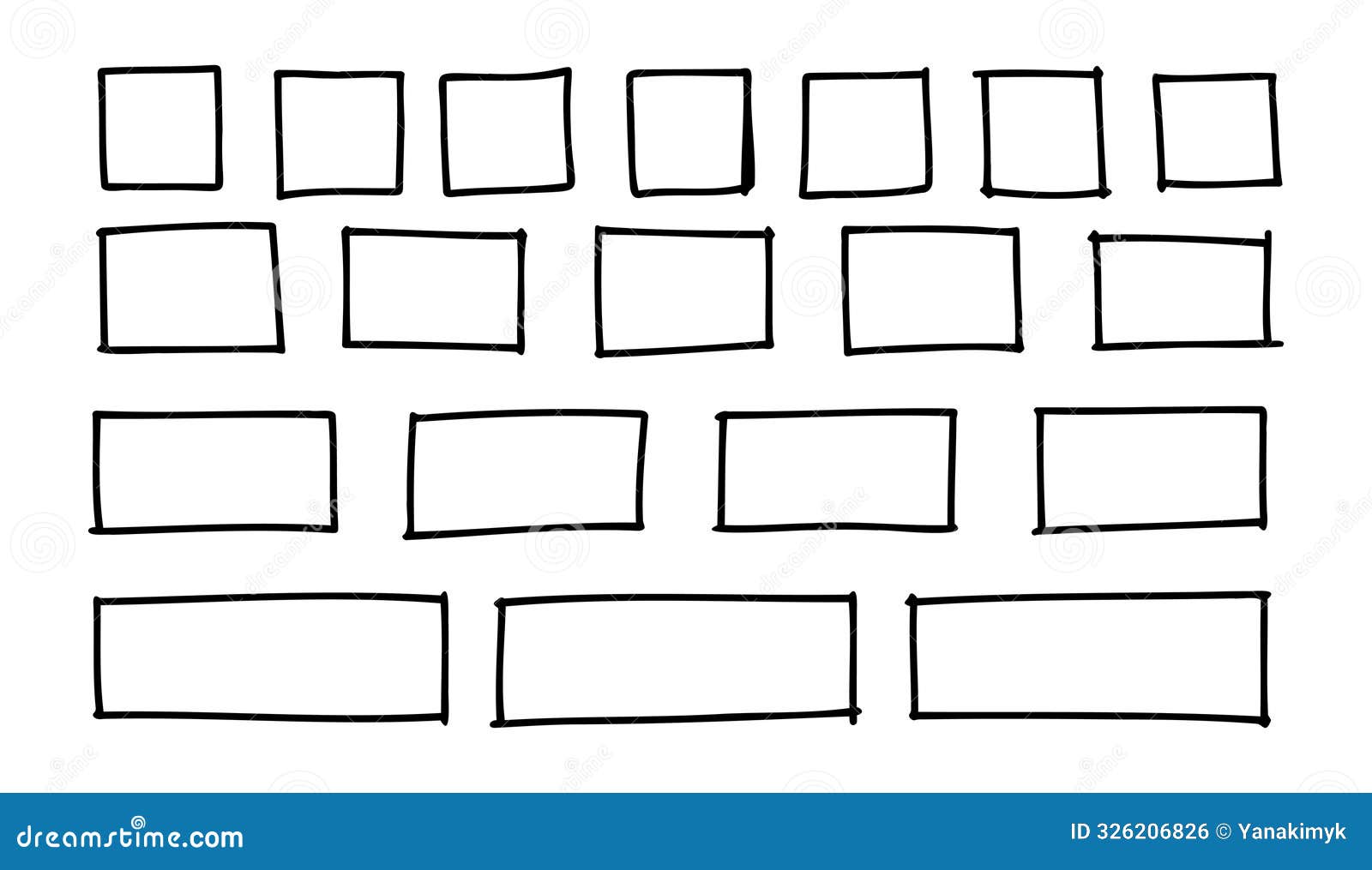 Free Outline Hand Drawn Vector Squares, Rectangles Different Sizes ...