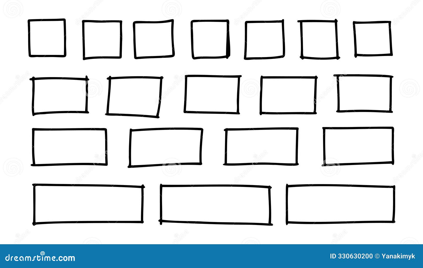 Free Outline Hand Drawn Vector Squares, Rectangles Different Sizes ...