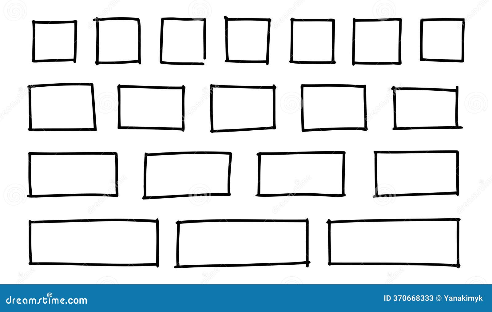 Free Outline Hand Drawn Vector Squares, Rectangles Different Sizes. Scribble Rectangular Frames ...