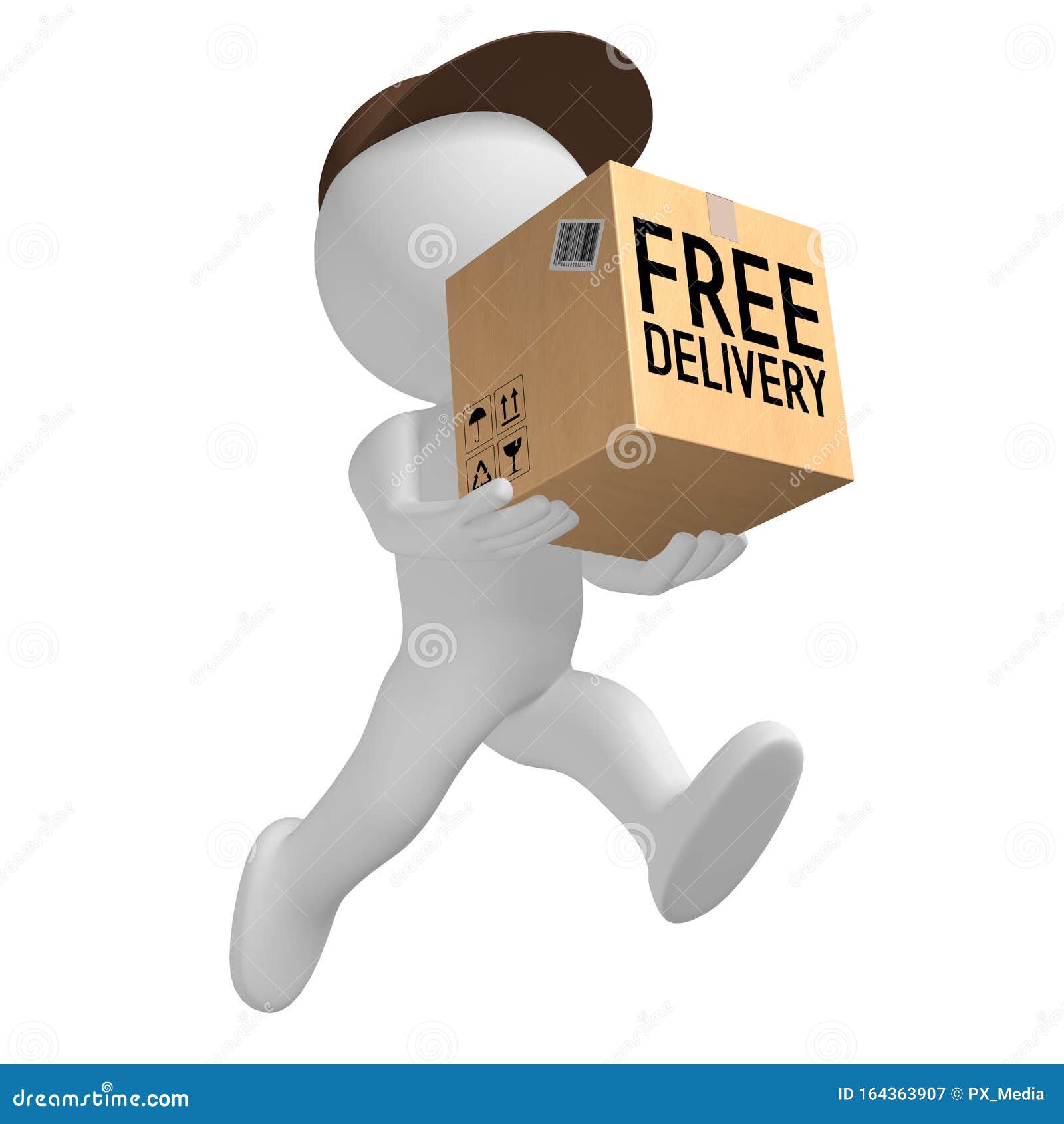 Free Package Delivery Concept, Courier - 3D Rendering Stock ...