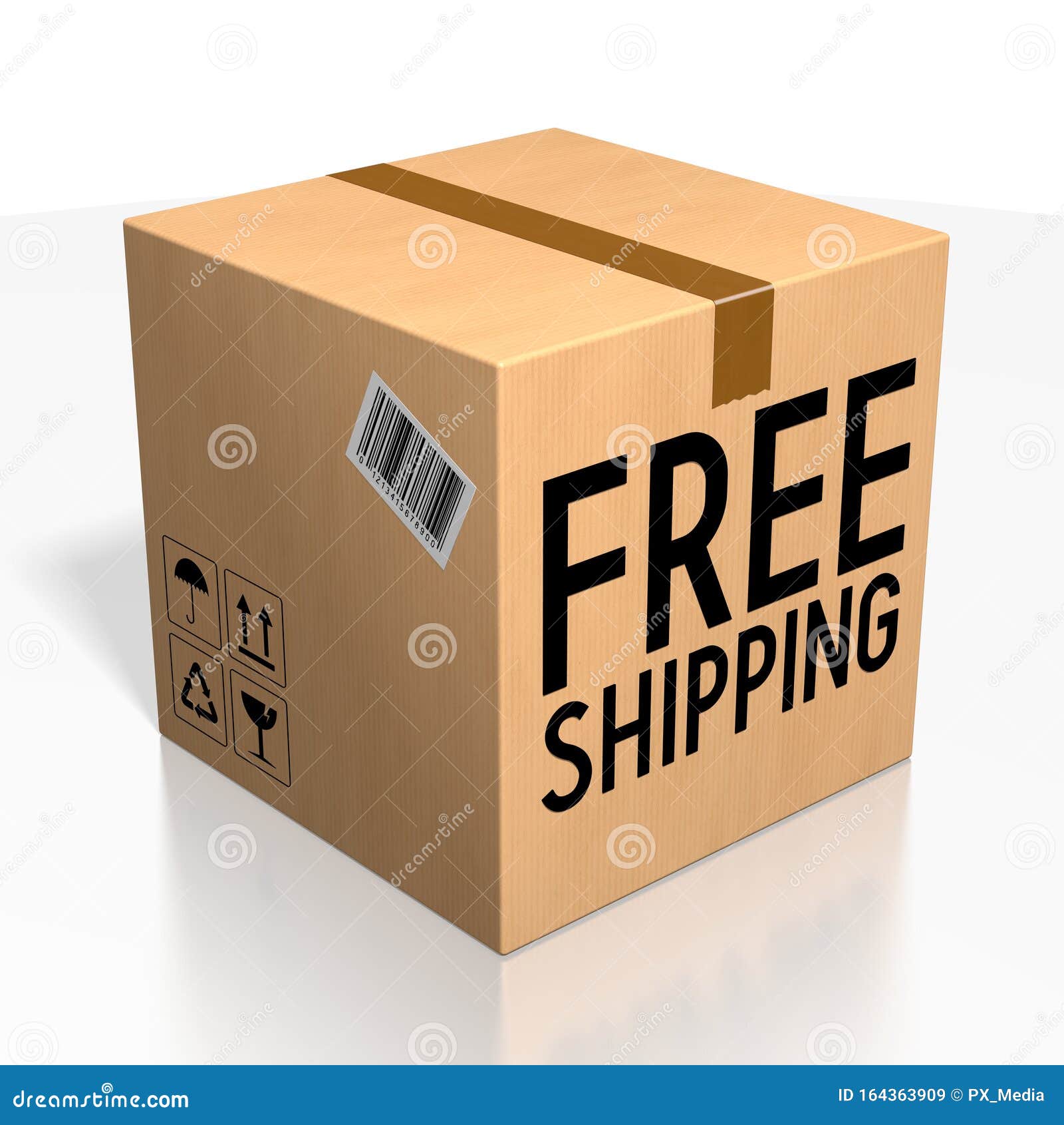 Free Package Shipping Concept - 3D Rendering Stock Illustration ...
