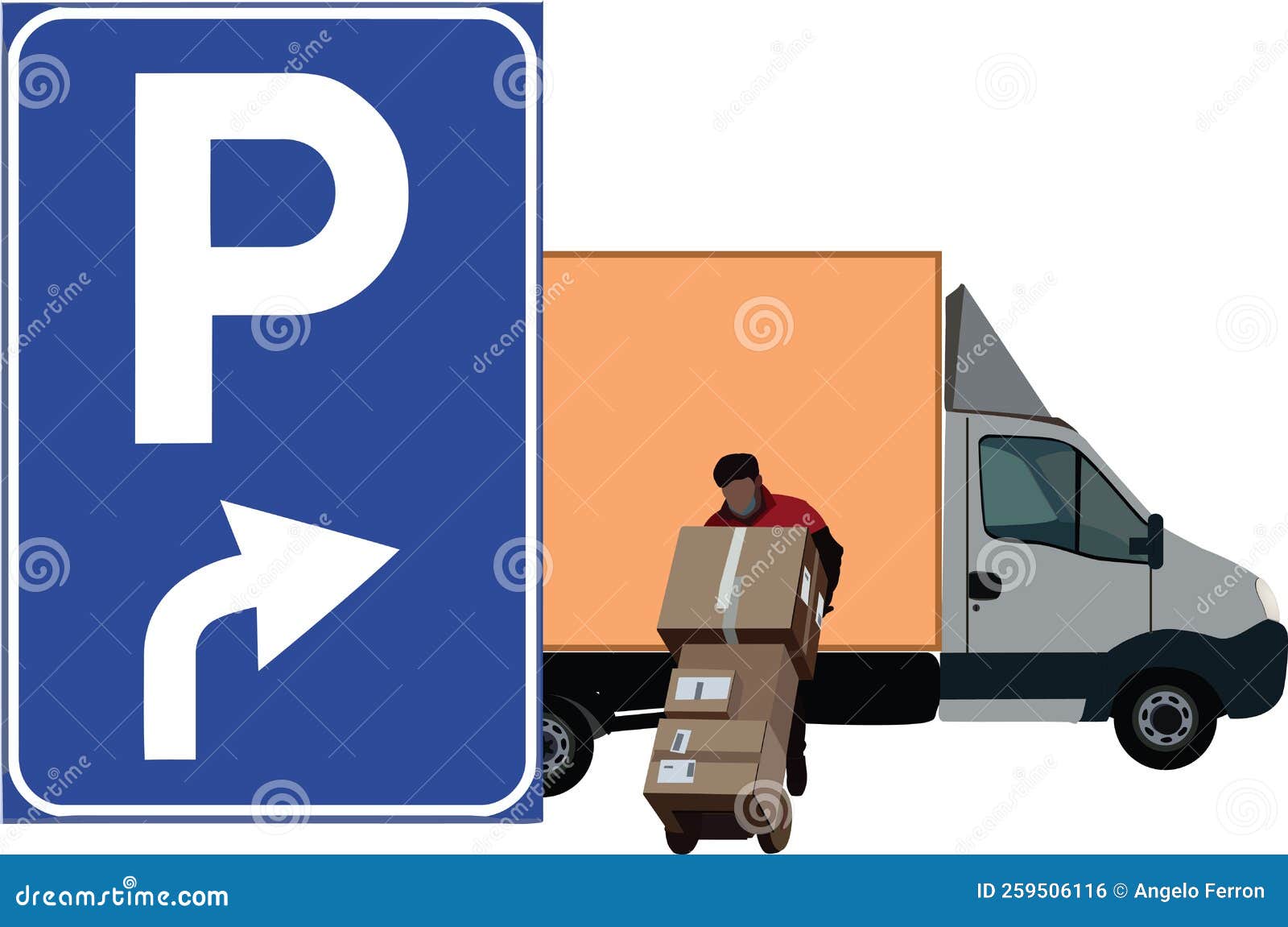 Free Parking Sign for Loading and Unloading Van- Stock Vector ...