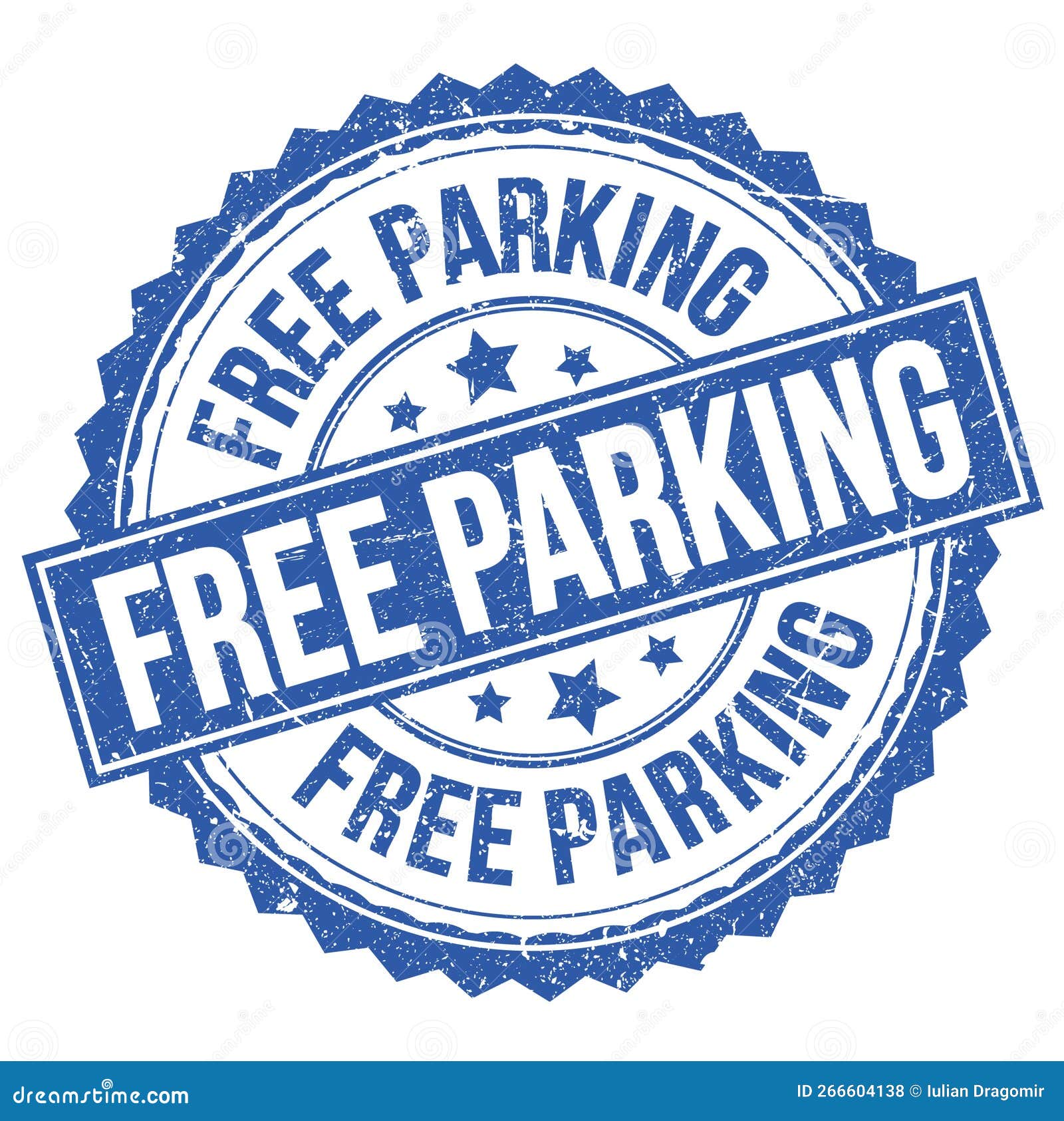 FREE PARKING Text on Blue Round Stamp Sign Stock Illustration ...