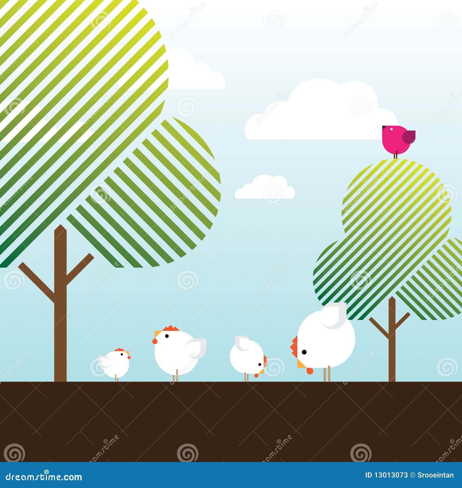 Free Range White Chicken Vector Illustration | CartoonDealer.com #74091736