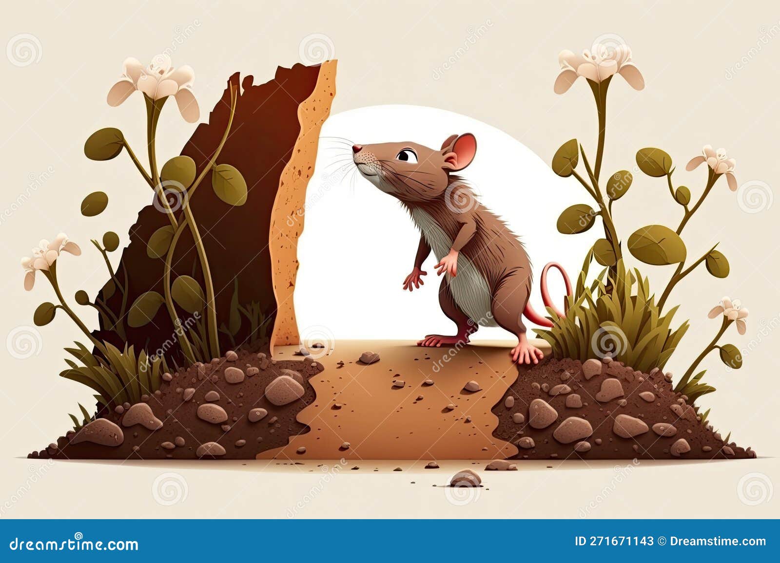 Free Ranging Rat Emerges from Under a Concrete Slab Stock Illustration ...