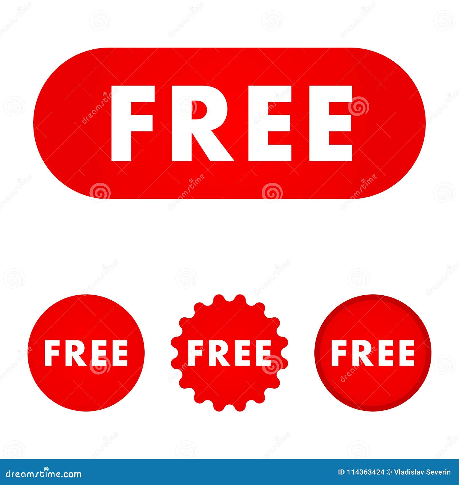 Free Red Button. Free Icon. Free Sign. Stock Illustration ...