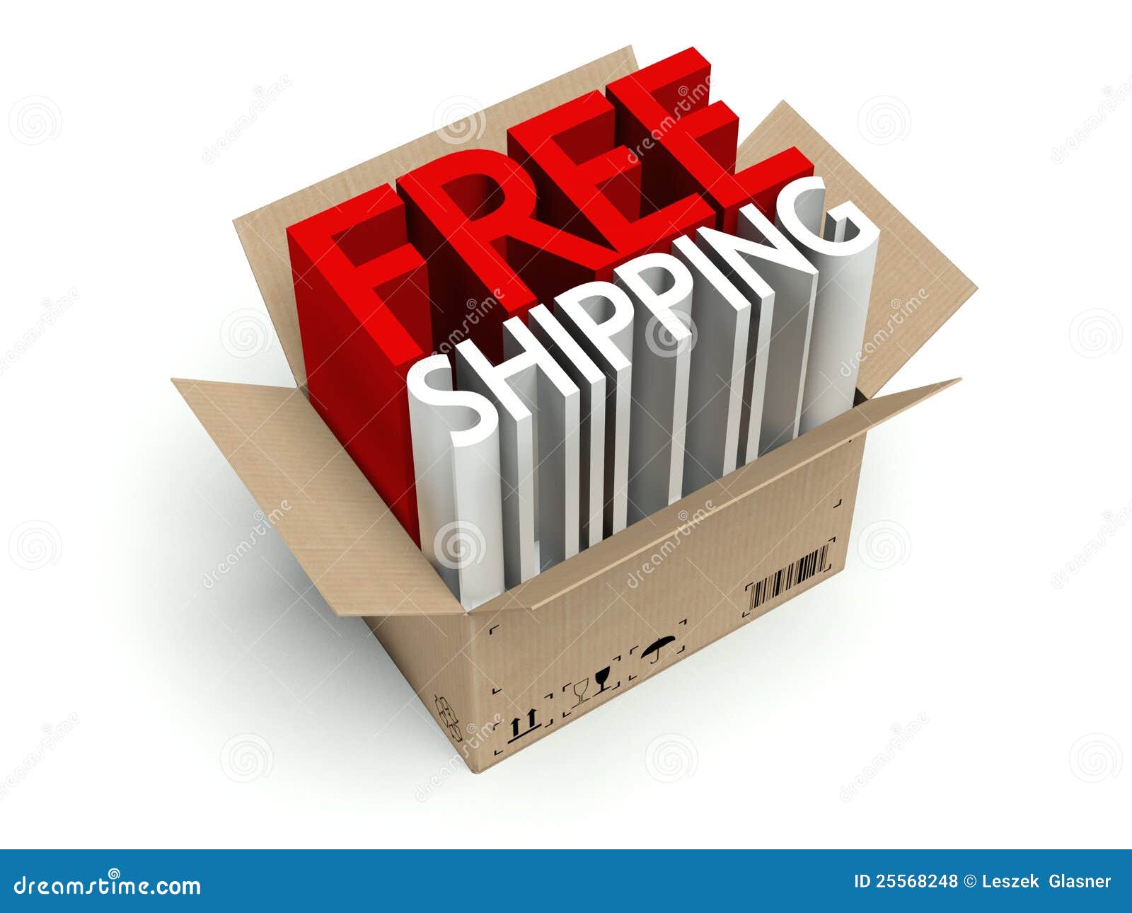 Free Shipping Cardboard Box Isolated on White Stock Illustration ...