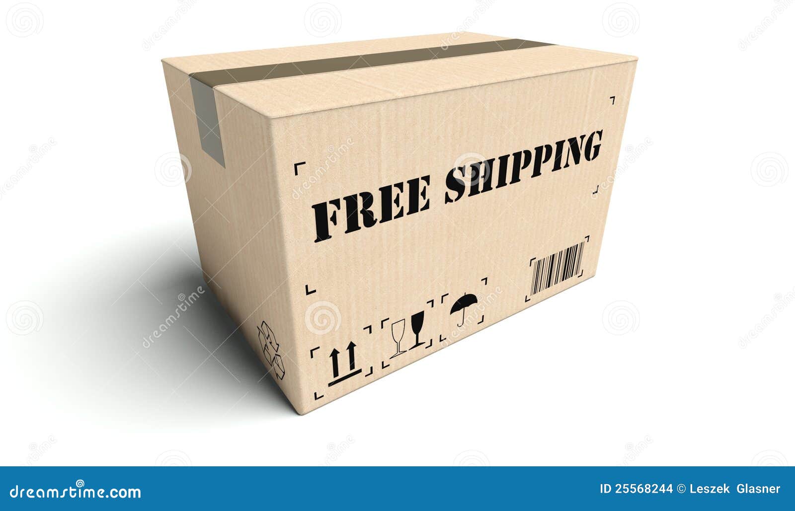 Free Shipping Cardboard Box on White Stock Illustration - Illustration ...