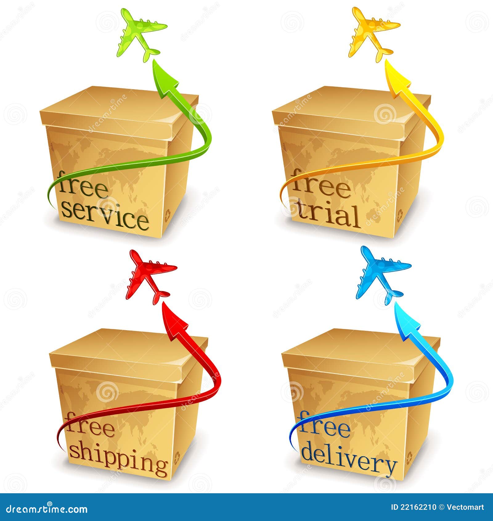 Free Shipping Carton stock vector. Illustration of airplane - 22162210