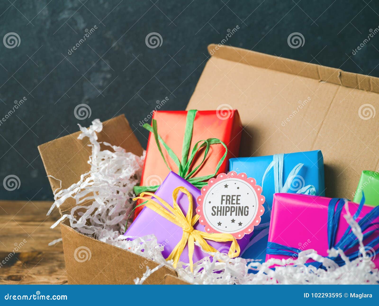Free Shipping Concept with Gift Boxes Stock Image - Image of boxing ...