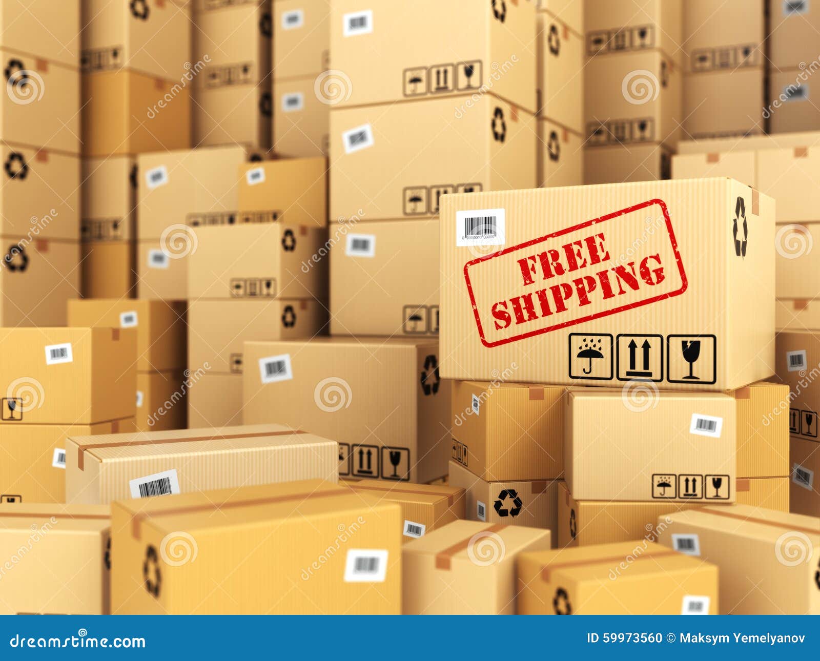Free Shipping or Delivery. Cardboard Boxes Background Stock ...