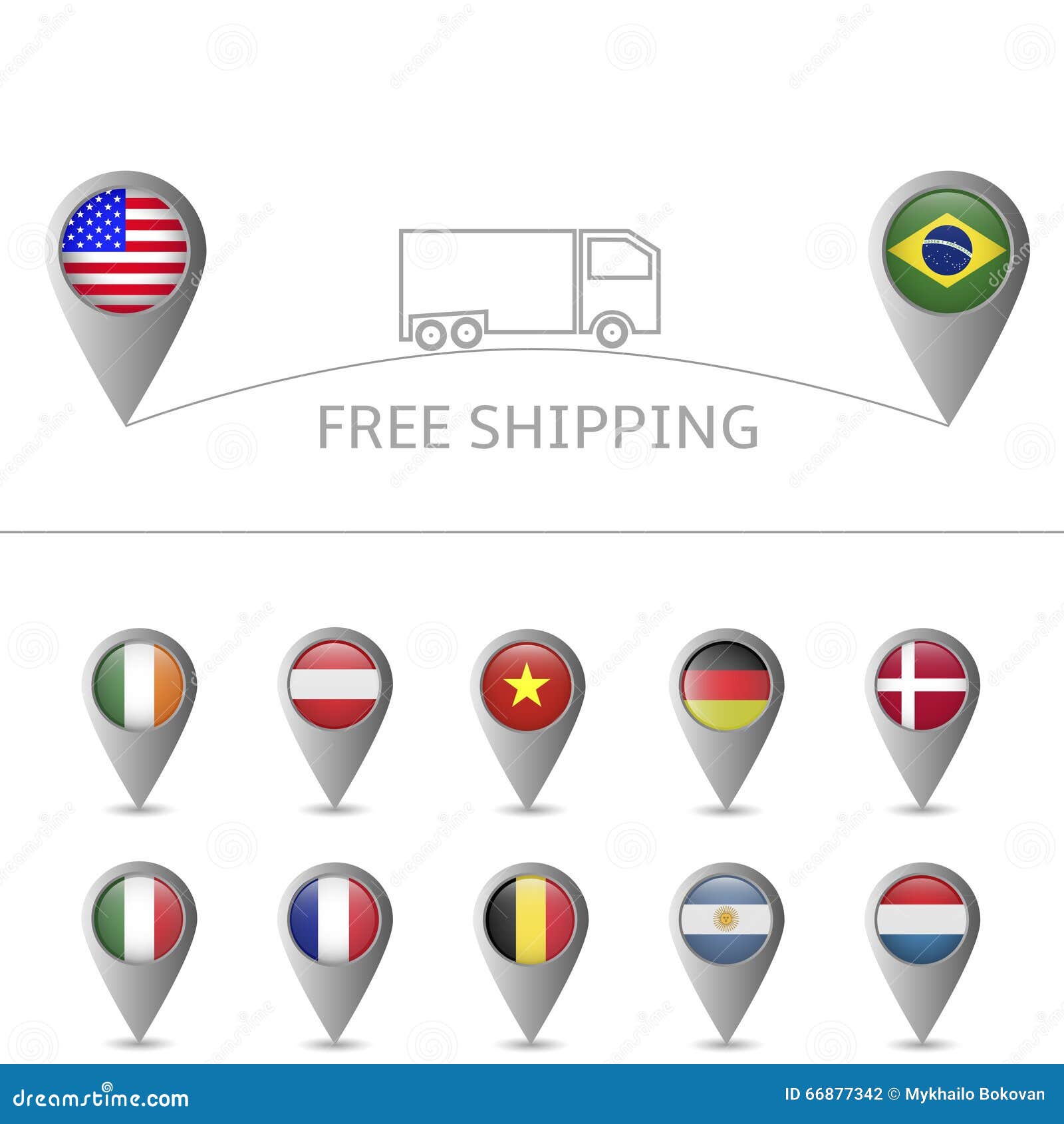Free shipping map stock vector. Illustration of promotion - 66877342