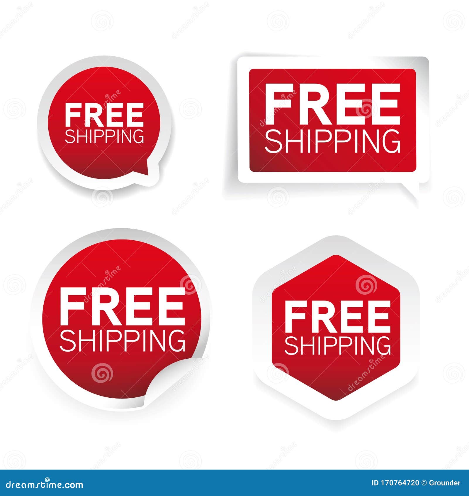 Free Shipping Red Label Sticker Stock Vector - Illustration of seal ...