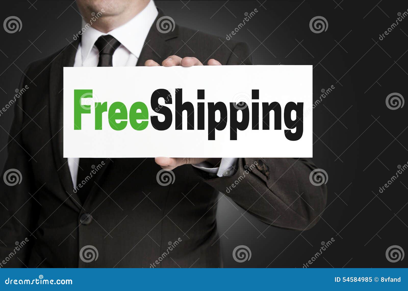Free Shipping Sign is Held by Businessman Stock Image - Image of ...