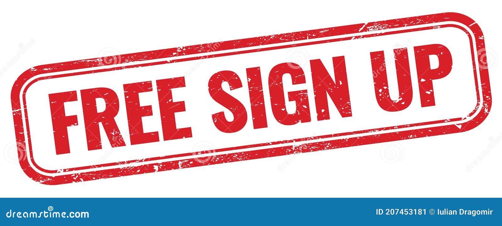 FREE SIGN UP Text on Red Grungy Stamp Stock Illustration - Illustration ...