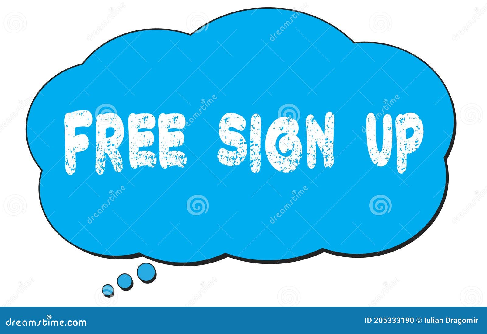 FREE SIGN UP Text Written on a Blue Thought Bubble Stock Illustration ...